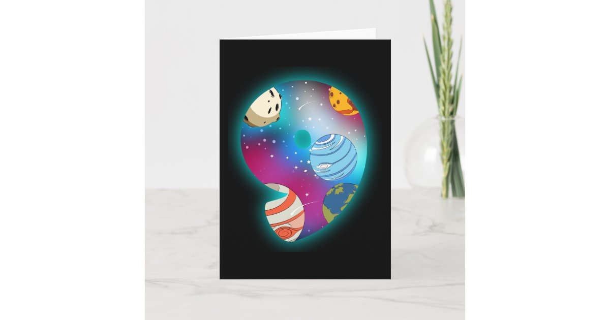 SPACE BIRTHDAY 9 9th Birthday Boy 9 Year Old Card | Zazzle