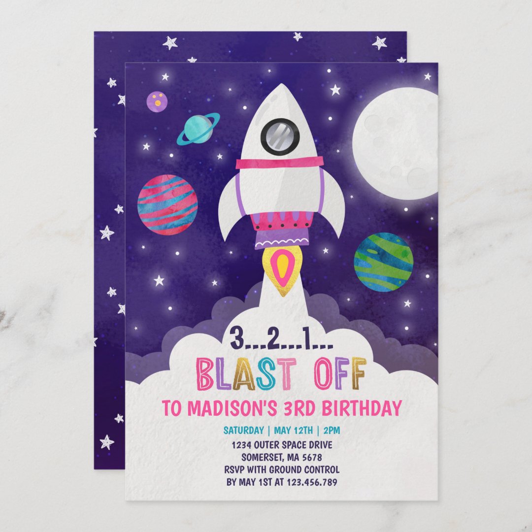Space Birthday Invitation Outer Space Party | Zazzle