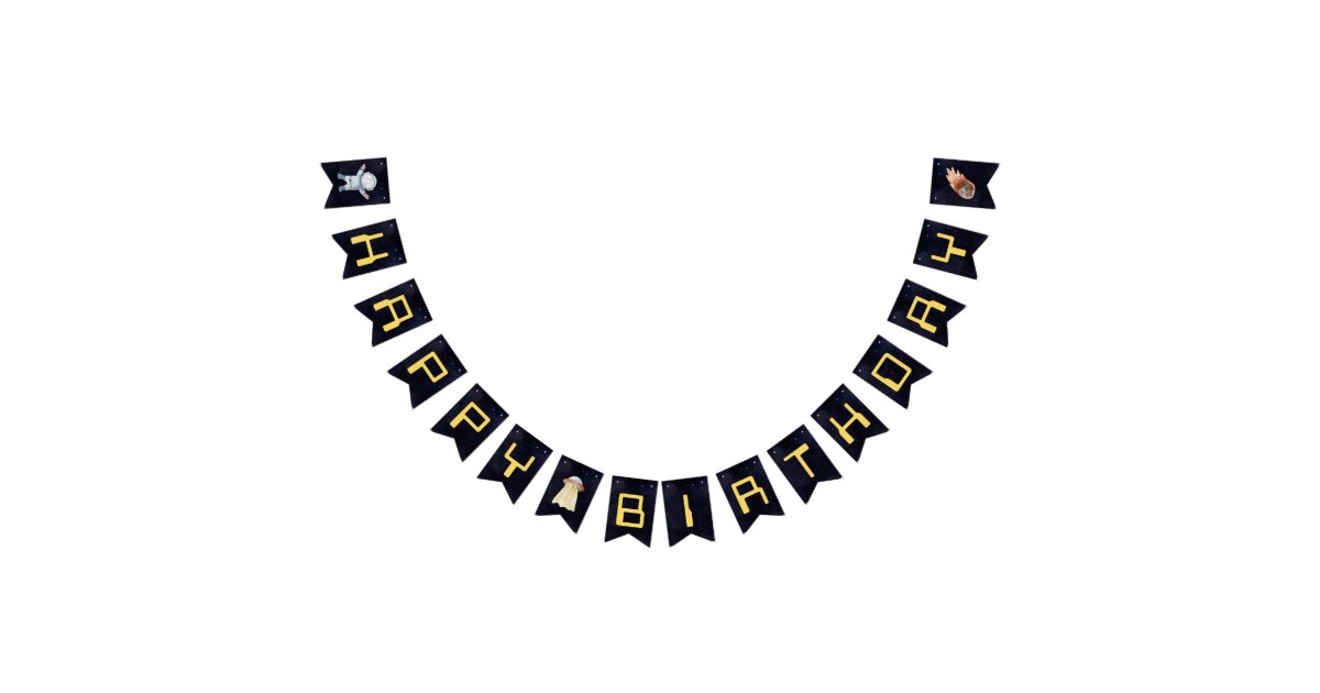 Space Birthday Party First Trip Around The Sun Bunting Flags | Zazzle
