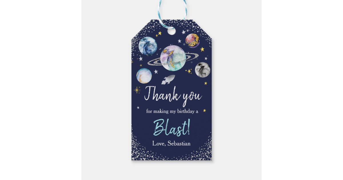 Space Birthday Party First Trip Around The Sun Gift Tags | Zazzle