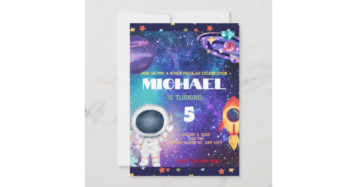 Space birthday party Invitation | Zazzle