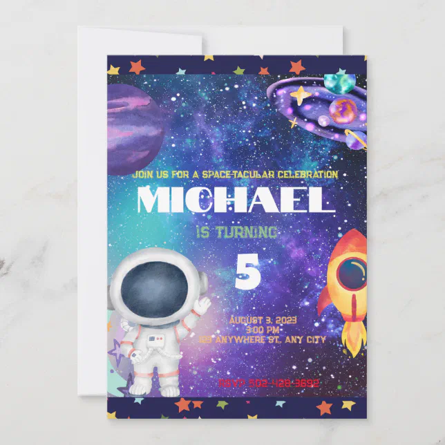 Space birthday party Invitation | Zazzle