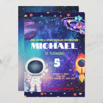 Space birthday party Invitation | Zazzle