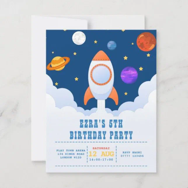 Space Birthday Party Invitation | Zazzle