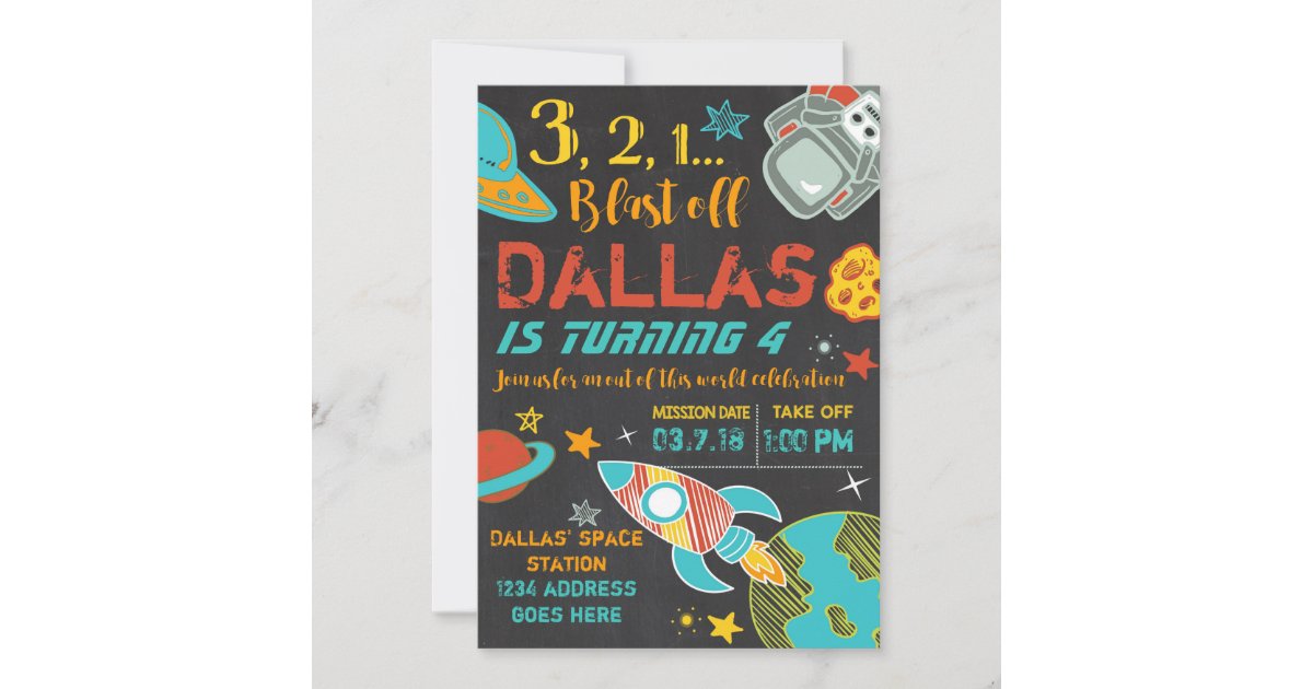 Space Birthday rocket Invitation | Zazzle