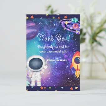 Space Birthday Thank You Card | Zazzle
