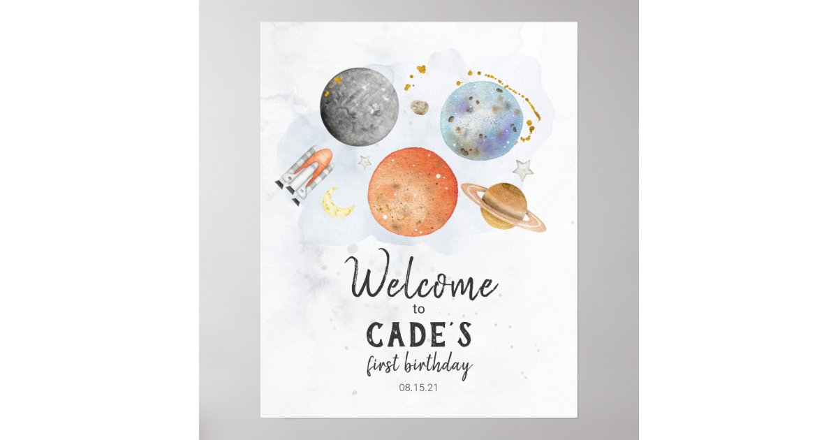 Space Birthday Welcome Sign | Zazzle