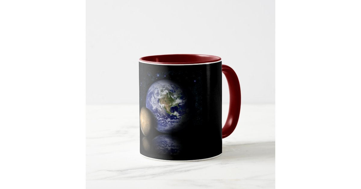 Space Black Red Blue Mars Earth Photo Collage Mug | Zazzle