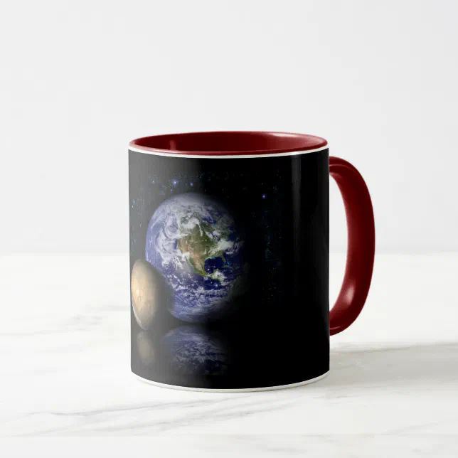 Space Black Red Blue Mars Earth Photo Collage Mug | Zazzle