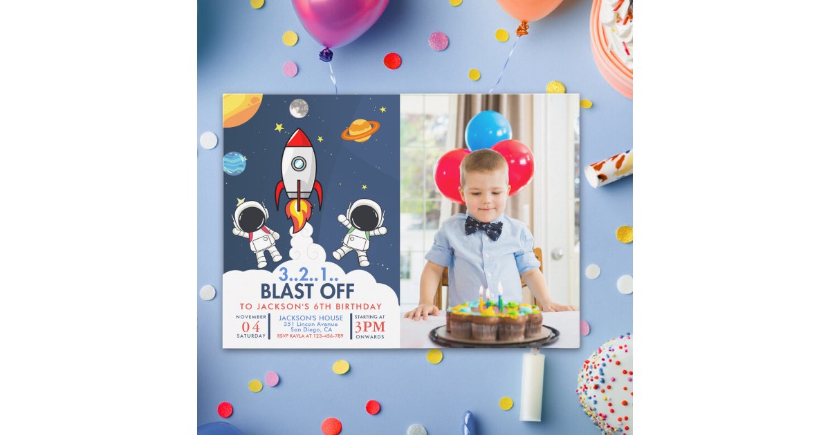 Space Boy Fun Birthday Invitation | Zazzle