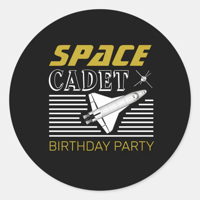 Space Cadet, Spacecraft, Birthday Classic Round Sticker | Zazzle