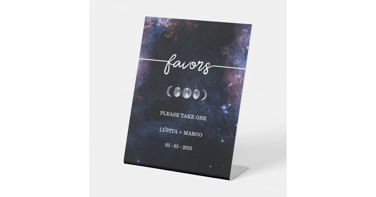 Space Celestial Astronomy Elegant Wedding Favors Pedestal Sign | Zazzle