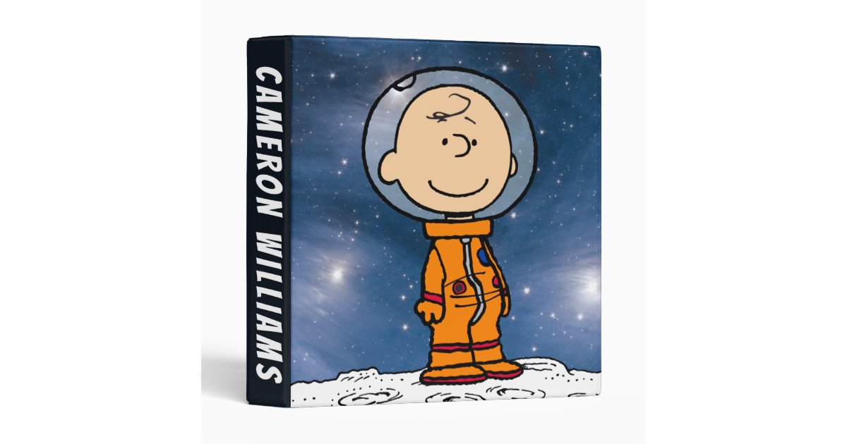 SPACE | Charlie Brown Astronaut 3 Ring Binder | Zazzle
