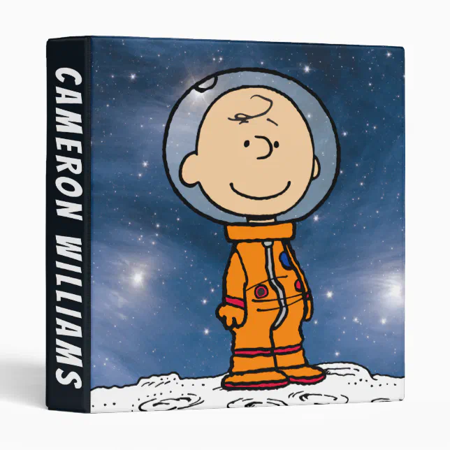 SPACE | Charlie Brown Astronaut 3 Ring Binder | Zazzle