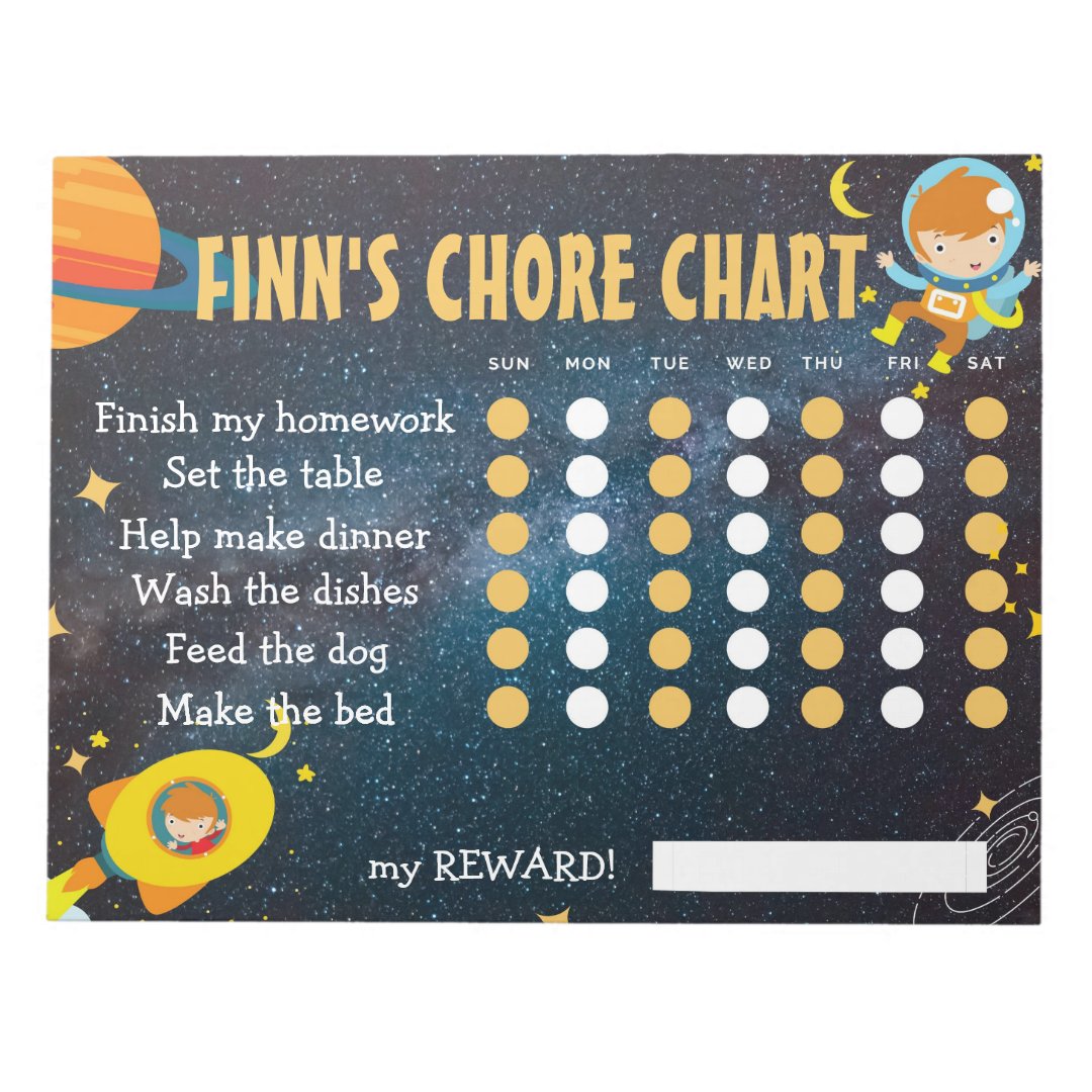 Space chores chart, Astronaut Responsibility chart Notepad | Zazzle