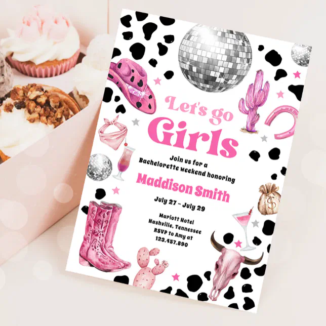 Space Cowgirl Disco Rodeo Bachelorette Weekend Invitation | Zazzle