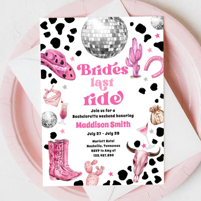 Space Cowgirl Disco Rodeo Bachelorette Weekend Invitation | Zazzle