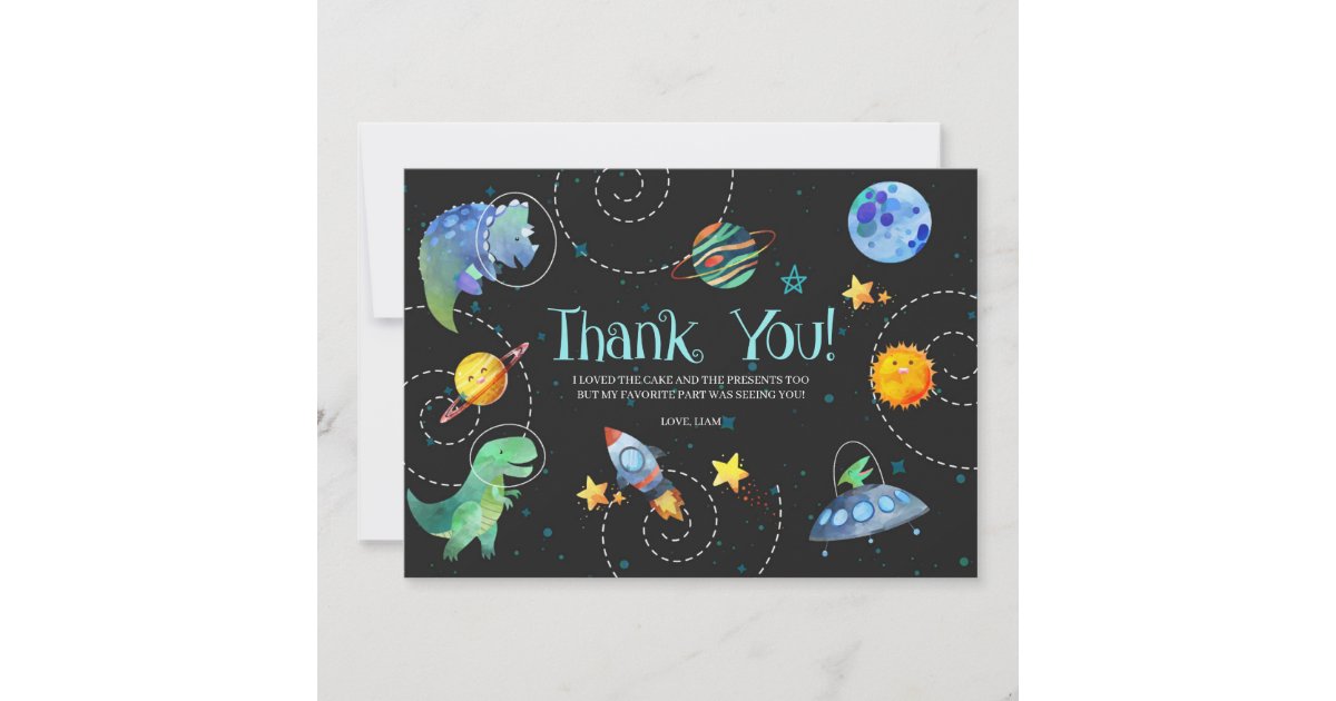 Space Dinosaur Galaxy Thank You Card | Zazzle