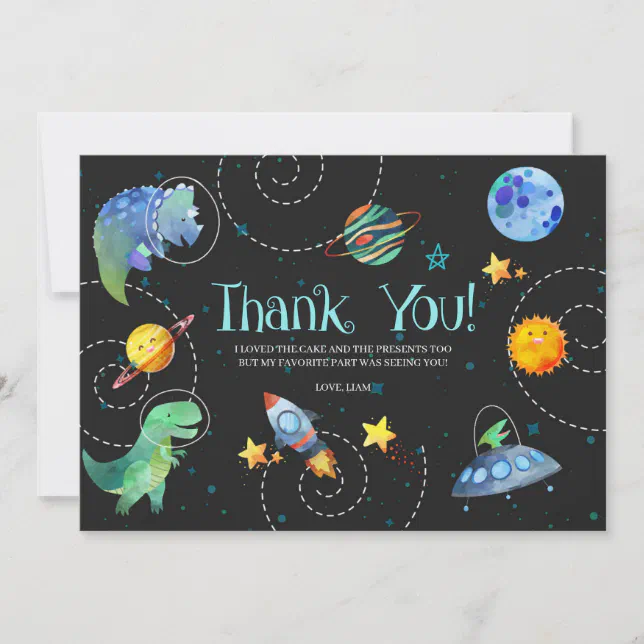 Space Dinosaur Galaxy Thank You Card | Zazzle