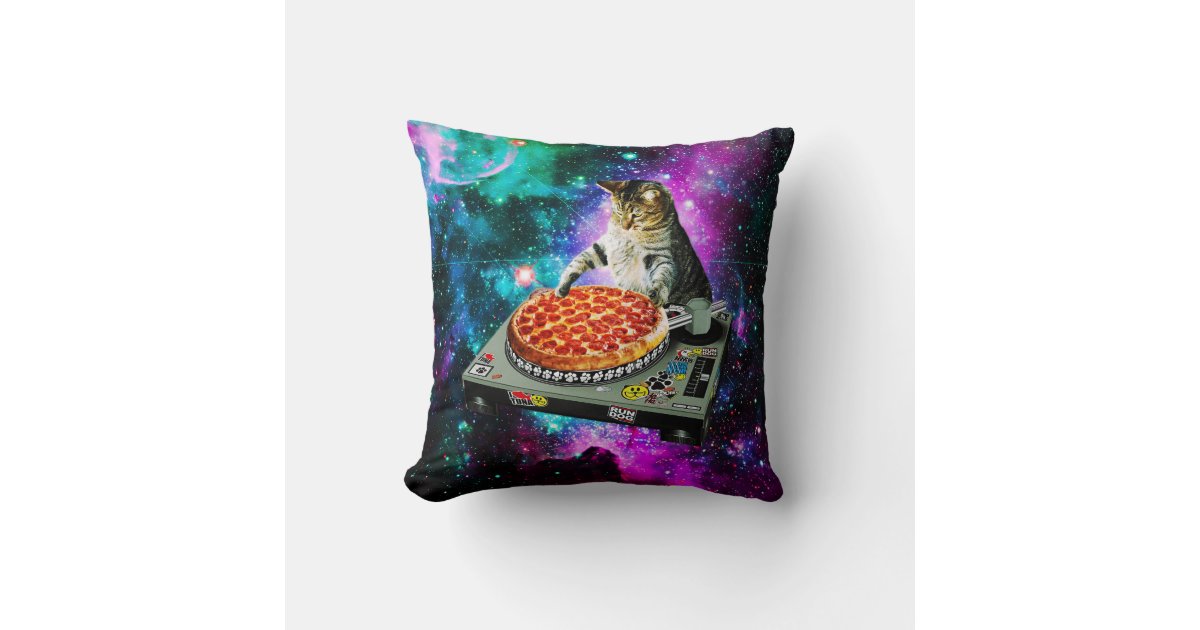 Space dj cat pizza throw pillow | Zazzle