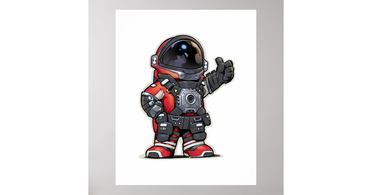 Space Engineers Cartoon Poster - Red | Zazzle