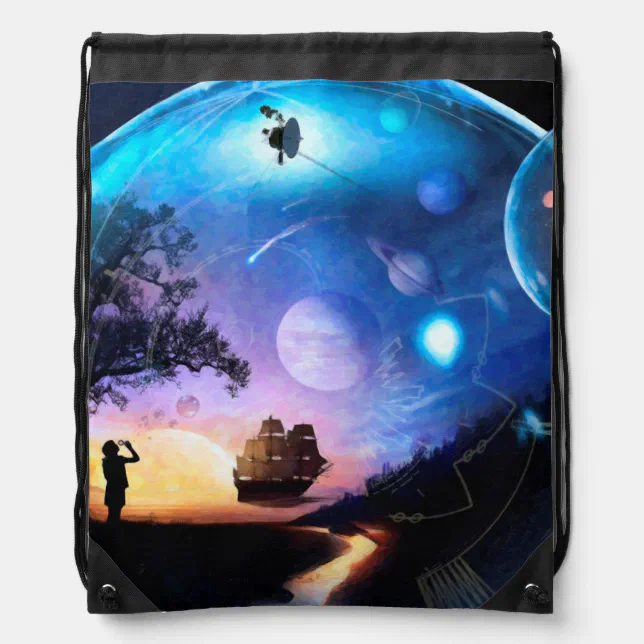 Space Exploration Artwork Voyager Spacecraft Drawstring Bag | Zazzle