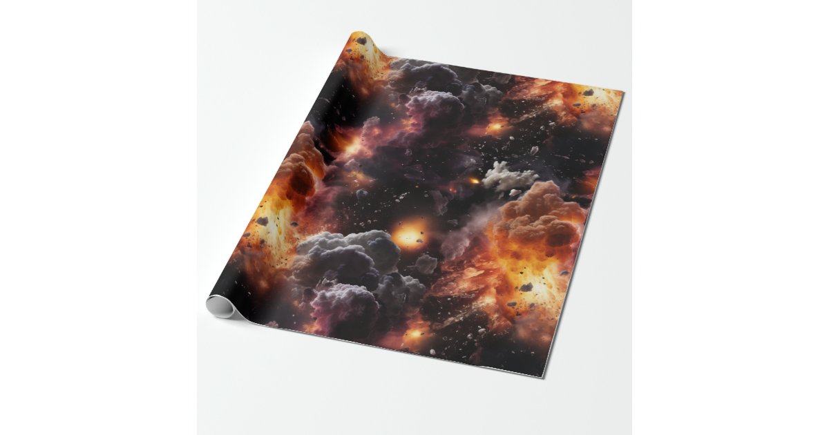Space Explosions wrapping paper | Zazzle