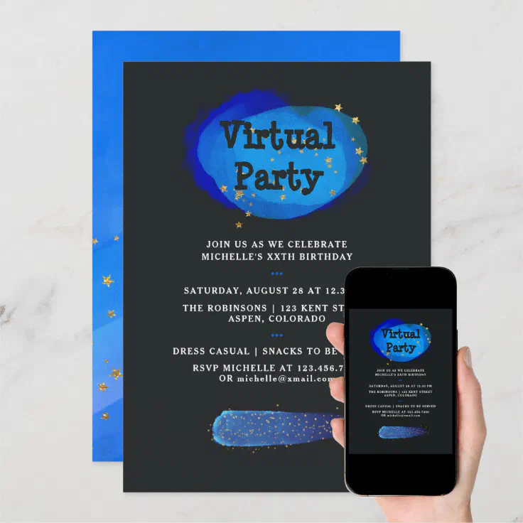 Space Fantasy Virtual Birthday Party Invitation | Zazzle