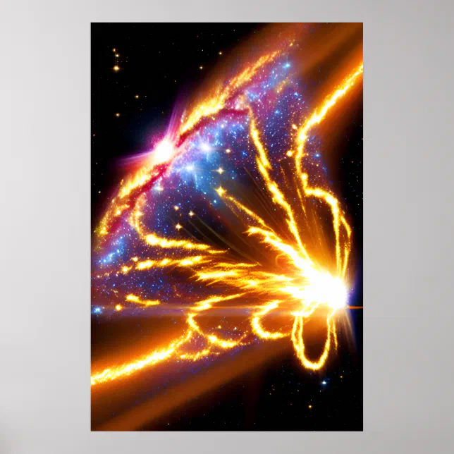 Space Fire Stars Electric Galaxy Night Sky Poster | Zazzle