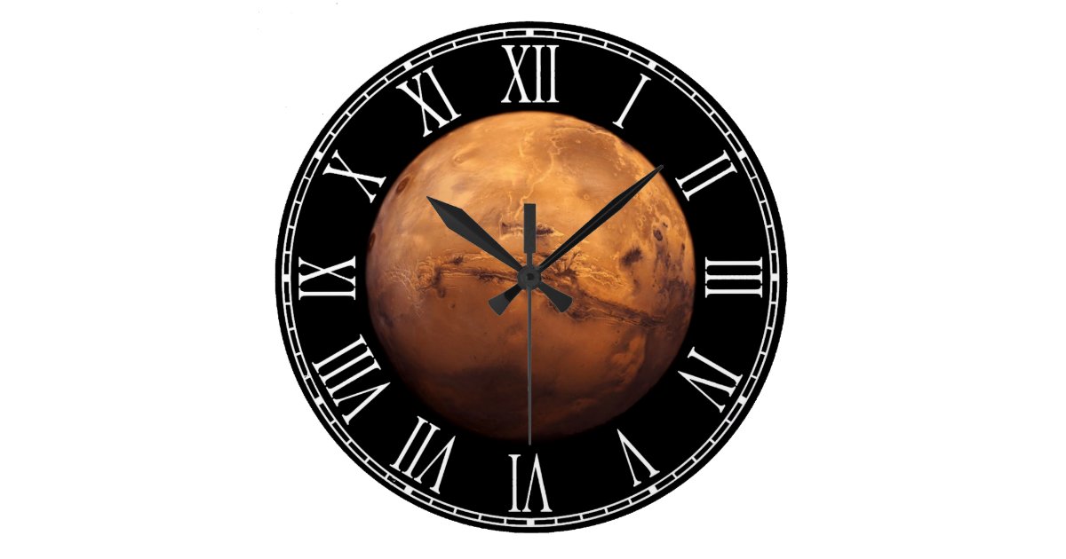 Space Full Color of the Planet Mars Large Clock | Zazzle.com