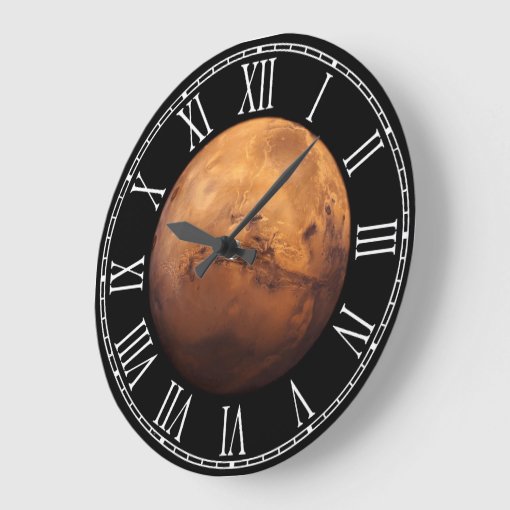Space Full Color of the Planet Mars Large Clock | Zazzle