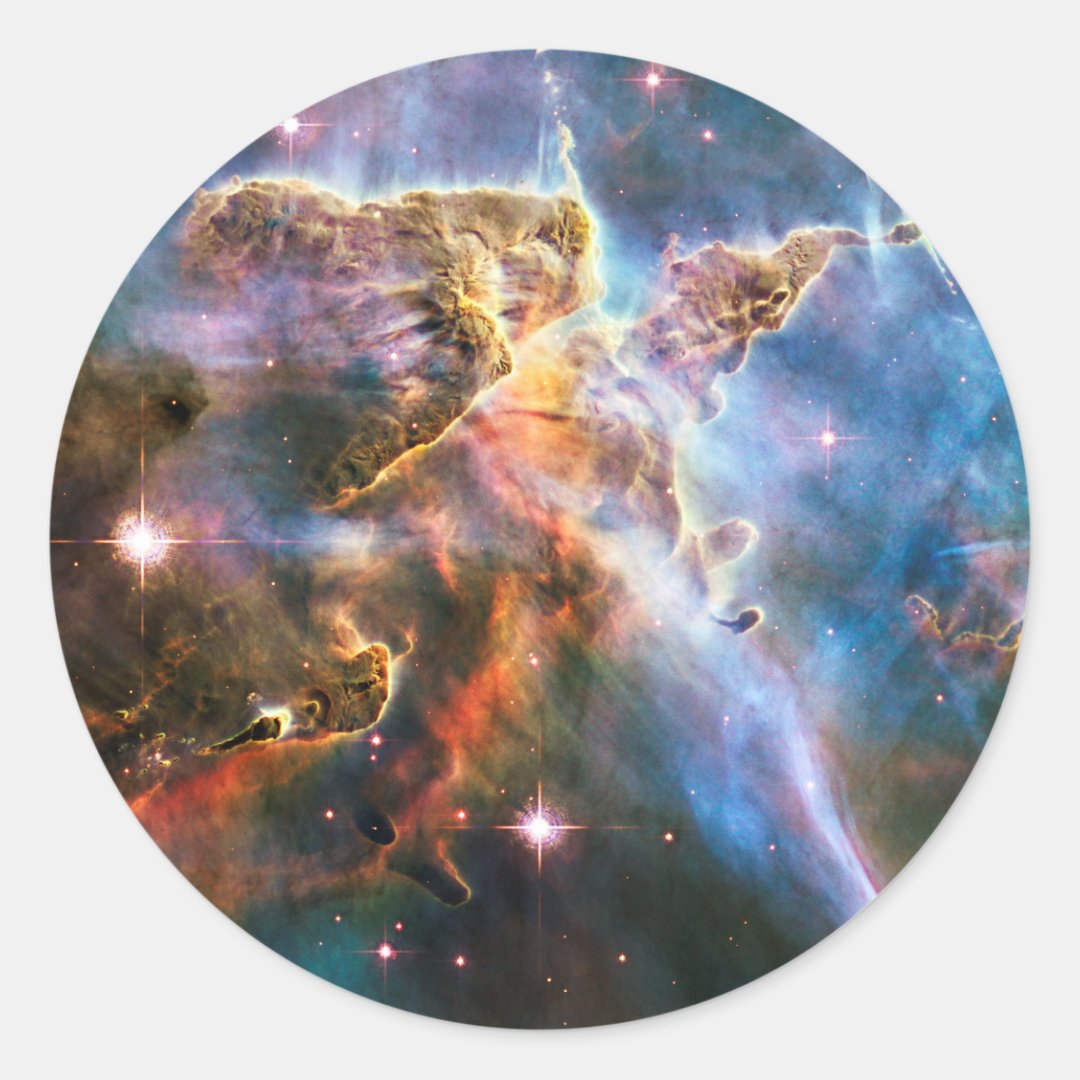 Space galaxy nebula. Universe stars. Hubble NASA Classic Round Sticker ...