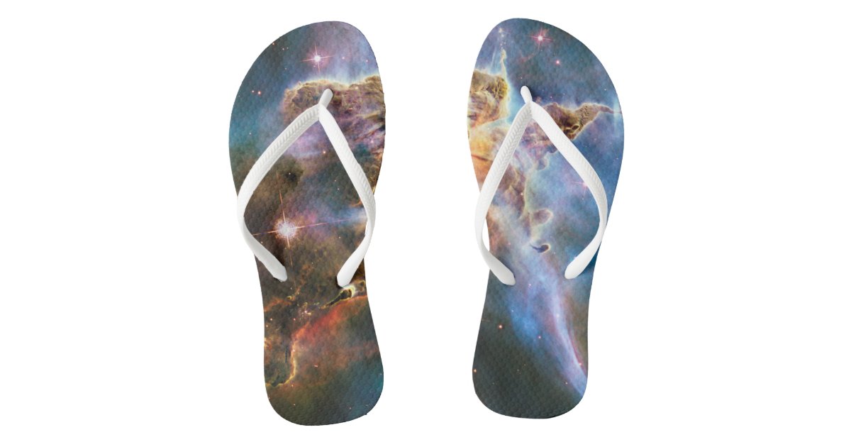 Space galaxy nebula. Universe stars. Hubble NASA Flip Flops | Zazzle