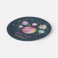 Space Galaxy Planets Moon Stars Navy Pink Gold Paper Plates | Zazzle