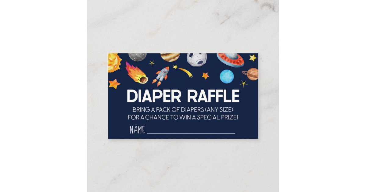 Space Galaxy Rocket Baby Shower Diaper Raffle Card | Zazzle