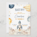 Space Galaxy Rocket Ship Birthday Party Invitation | Zazzle