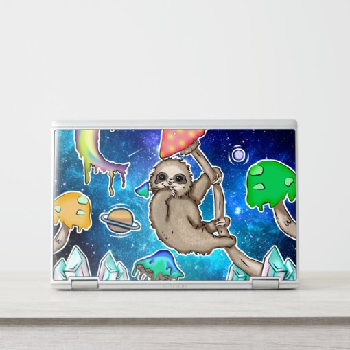 Space Galaxy Sloth Cosmic Mushrooms Weird Crystal HP Laptop Skin | Zazzle
