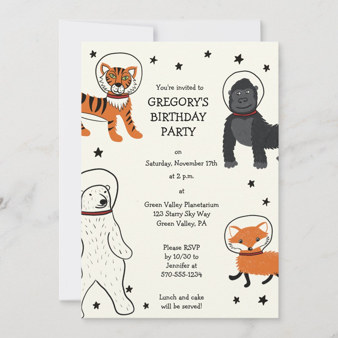 Space is Wild Animal Astronauts Party Invitation | Zazzle