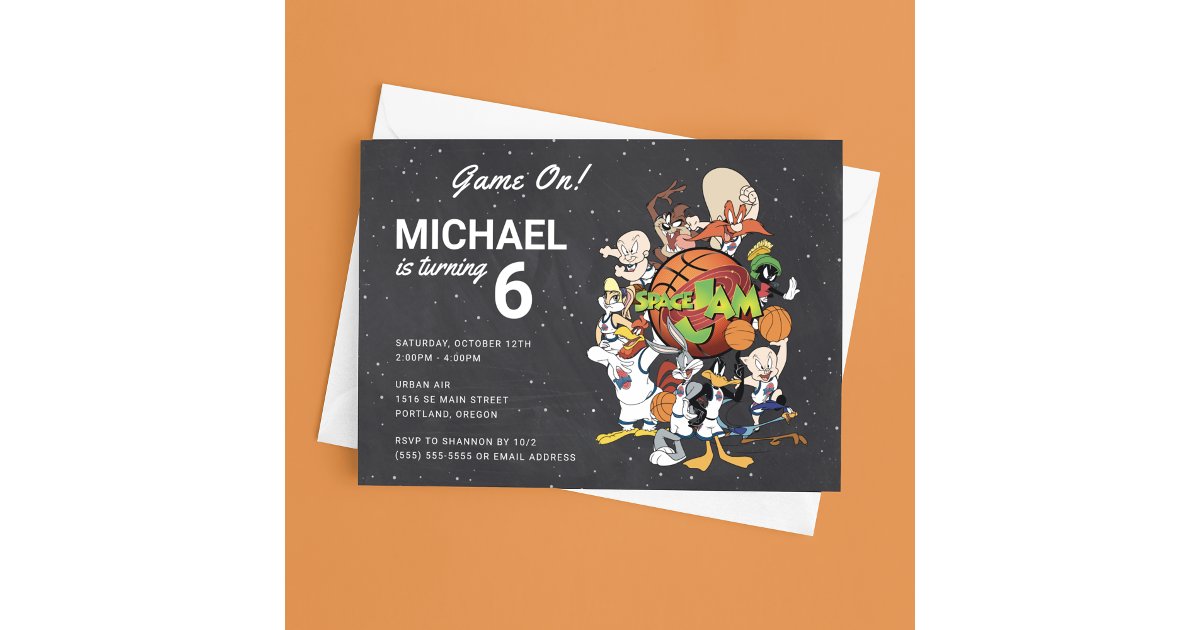 SPACE JAM™ Chalkboard Birthday Invitation | Zazzle