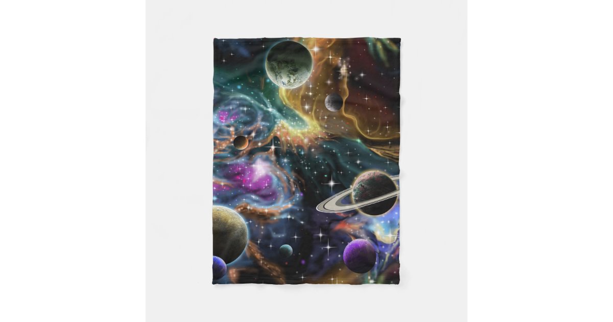 Space Nebula And Planets Fleece Blanket Zazzle