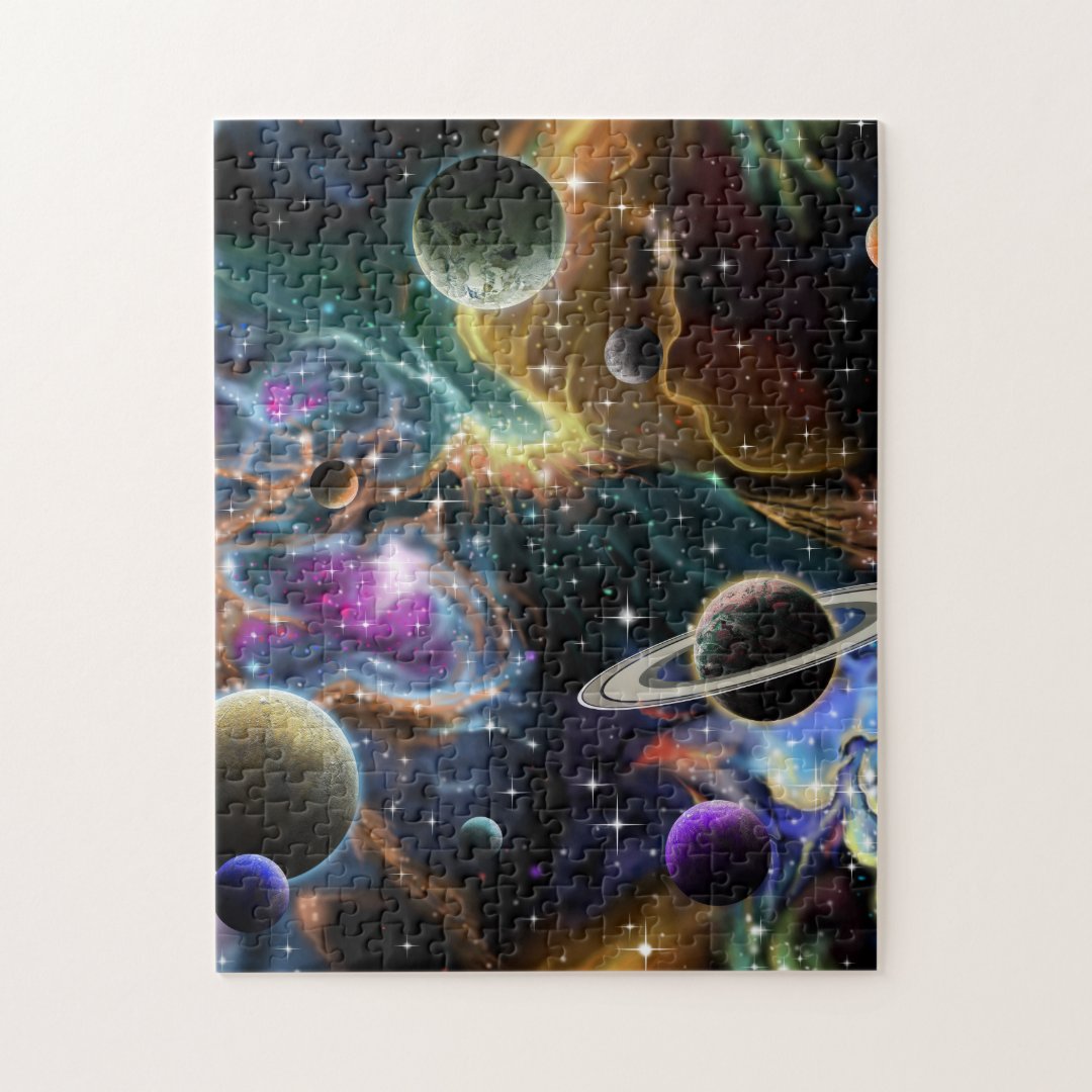 Space Nebula and Planets Jigsaw Puzzle | Zazzle