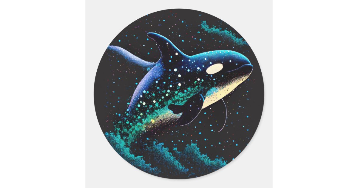 Space Orca Classic Round Sticker | Zazzle