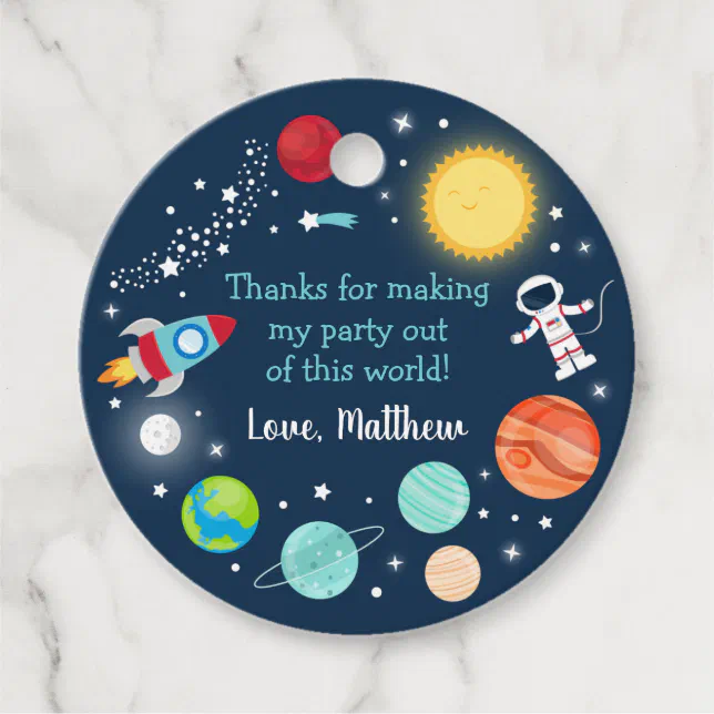 Space Out Of This World Birthday Favor Tags | Zazzle