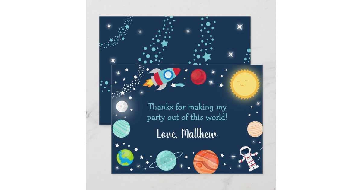 Space Out Of This World Birthday Thank You Card | Zazzle