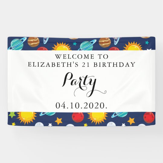 Space Pattern, Planets, Stars, Cosmos, Birthday Banner | Zazzle