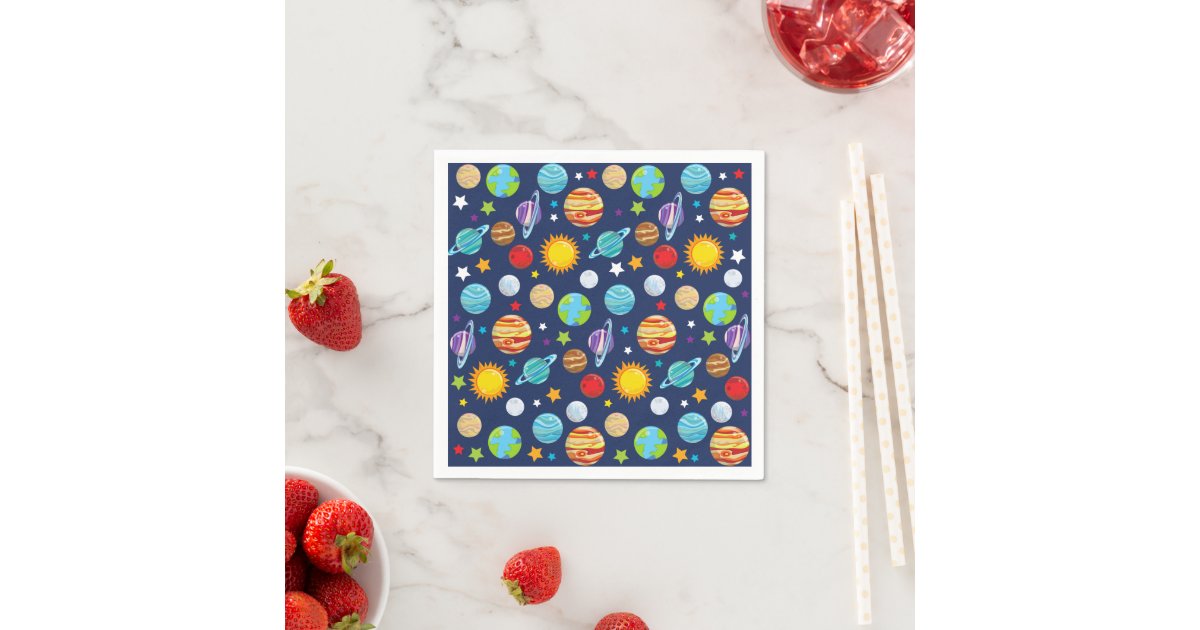 Space Pattern, Planets, Stars, Cosmos, Galaxy Napkins | Zazzle