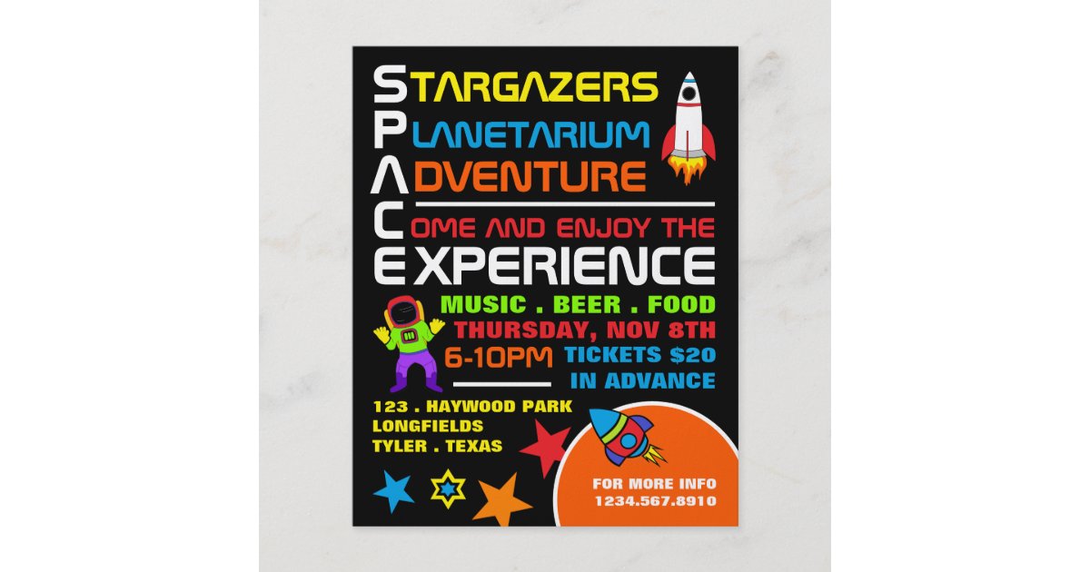 Space, Planetarium Event Advertising Flyer | Zazzle