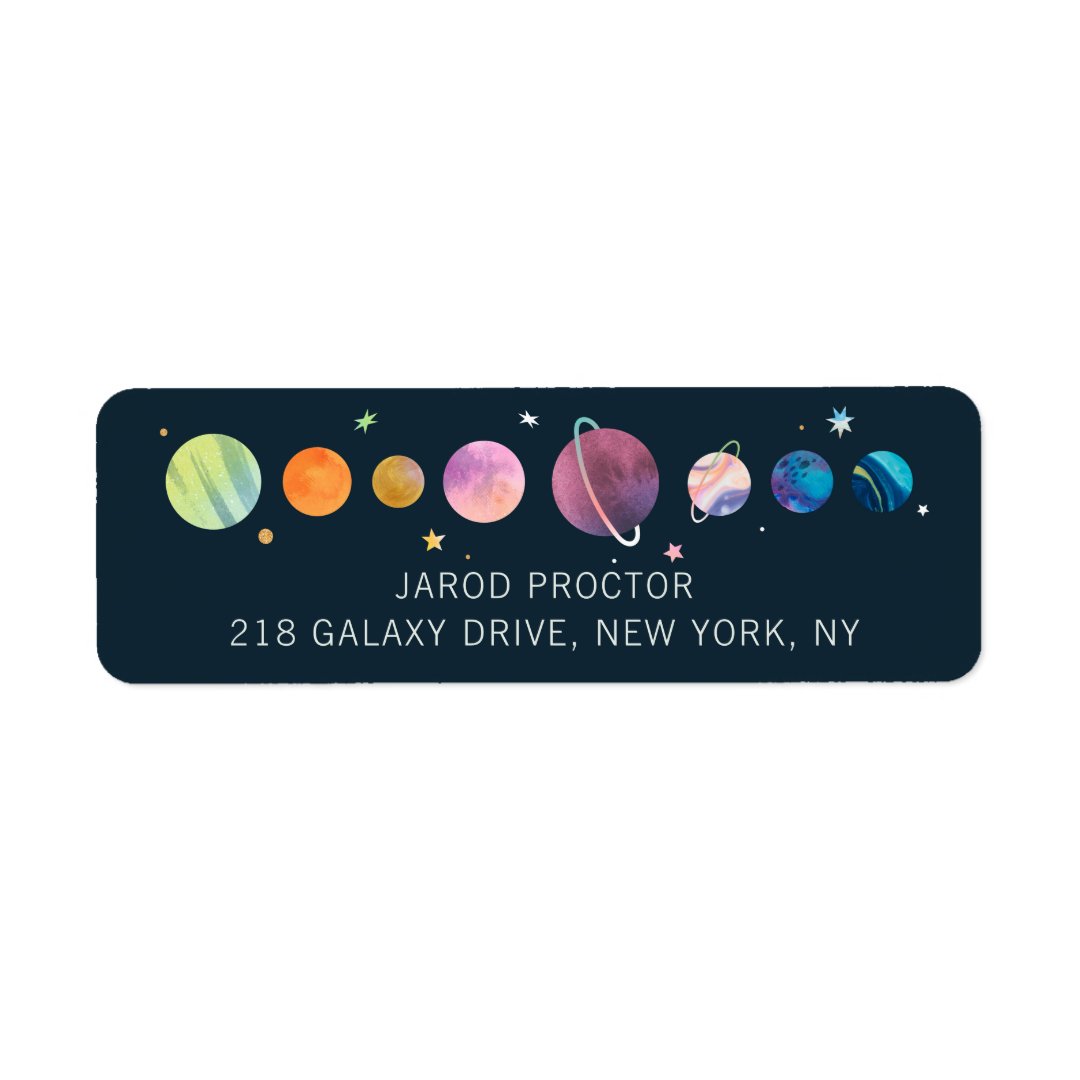 Space Planets Stars Moon Galaxy Return Address Label | Zazzle
