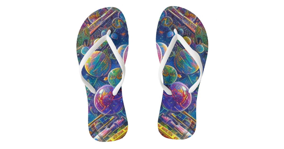Space Race flip flops | Zazzle