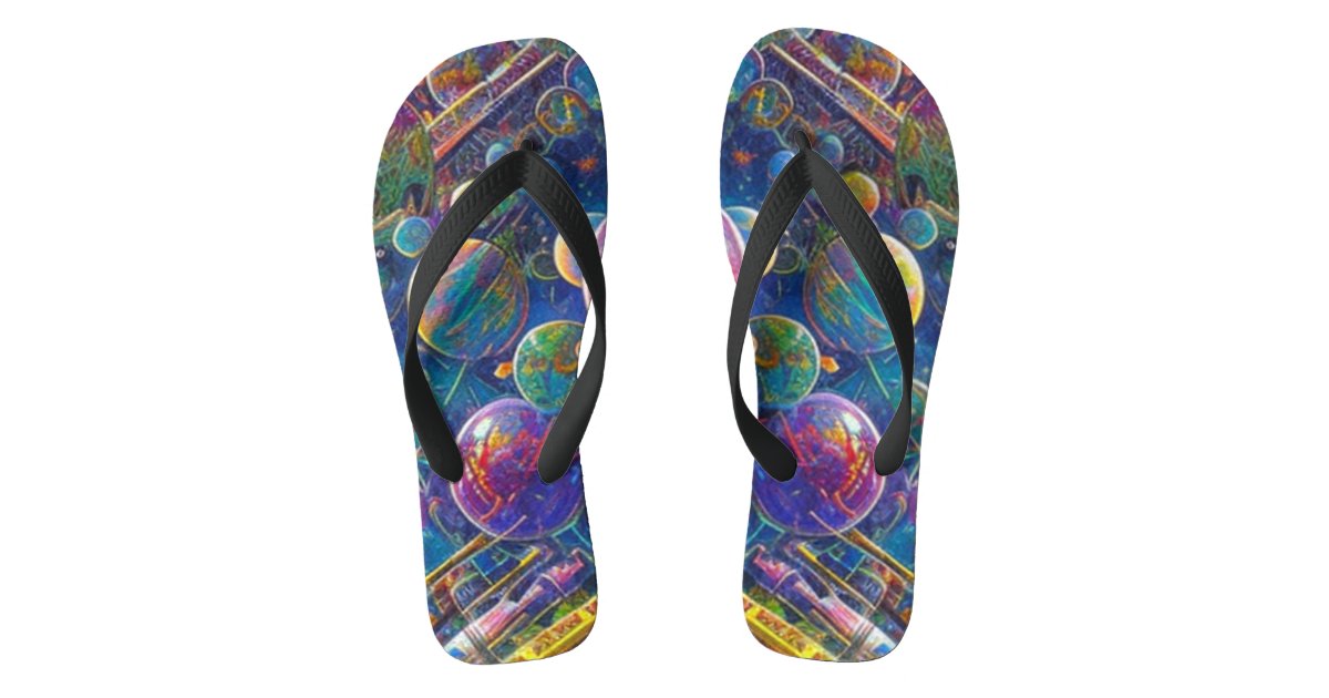 Space Race wide flip flops | Zazzle